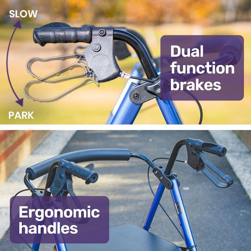 Buy Equipmed 4 Wheel Lightweight Rollator Walker Blue Online at Chemist ...