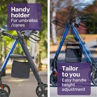 Buy Equipmed 4 Wheel Lightweight Rollator Walker Blue Online at Chemist ...