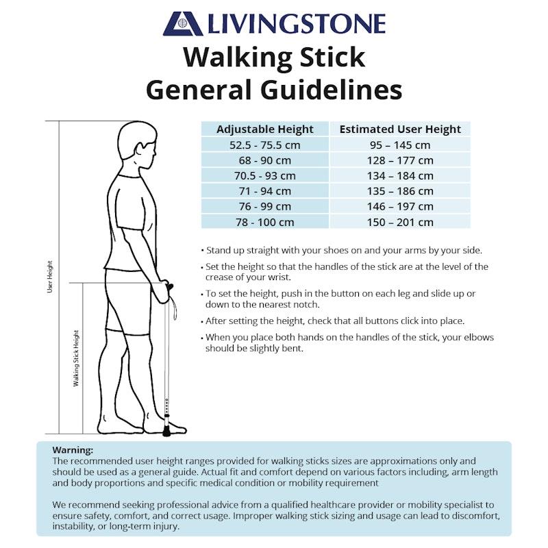 Buy Livingstone Walking Stick Swan Neck Aluminium Adjustable 78-100 cm ...