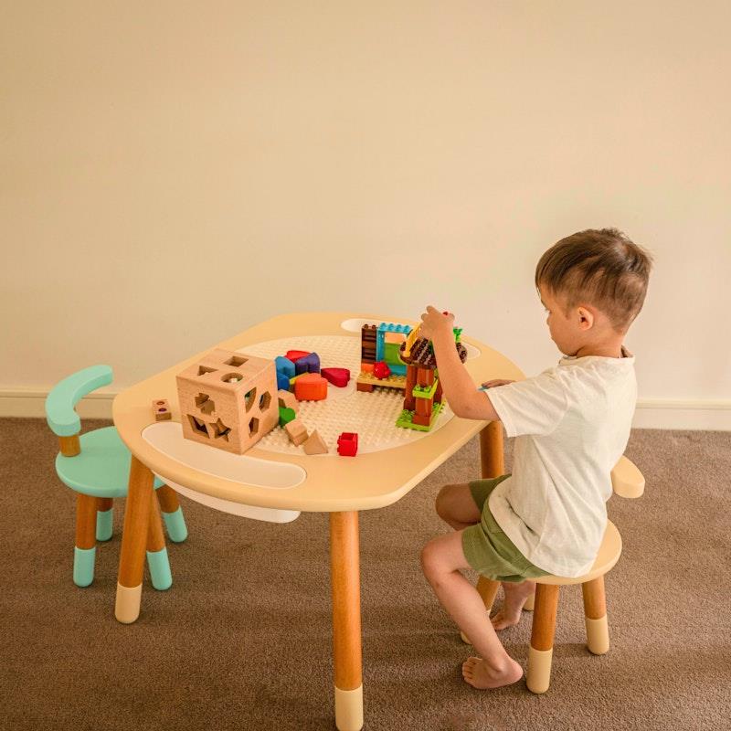 Buy Riababy Play&Learn Activity Table Set with Adjustable Legs - Lego ...