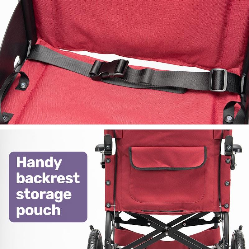 Buy Equipmed Folding Transit Wheelchair Lightweight Red Online at ...