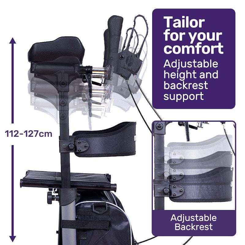 Buy Equipmed Upright Rollator Walker With Forearm Rest Supports Grey ...