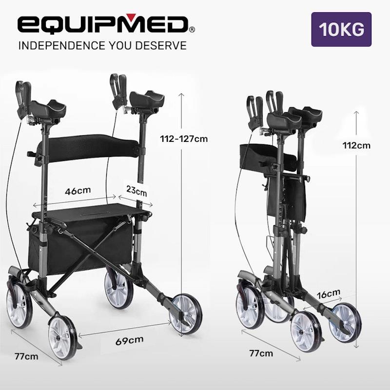 Buy Equipmed Upright Rollator Walker With Forearm Rest Supports Grey ...