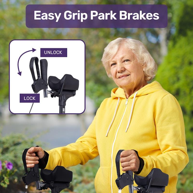 Buy Equipmed Upright Rollator Walker With Forearm Rest Supports Grey ...