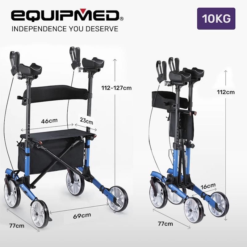 Buy Equipmed Upright Rollator Walker With Forearm Support Rests Blue ...