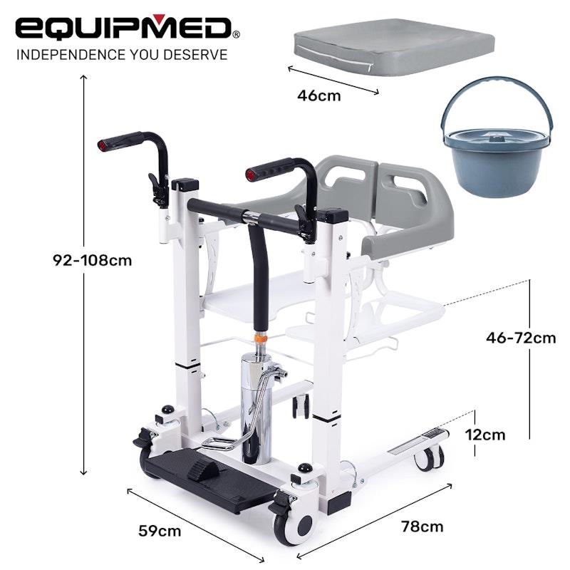 Buy Equipmed 4 In 1 Patient Lift Transfer Chair White Online at Chemist ...