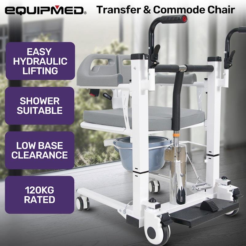 Buy Equipmed 4 In 1 Patient Lift Transfer Chair White Online at Chemist ...