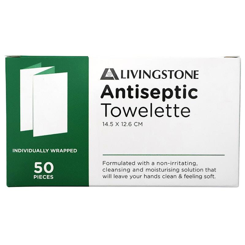 Buy Livingstone Antiseptic Towelette Wipe 14.5 x 12.6cm 50 Pieces/Box ...