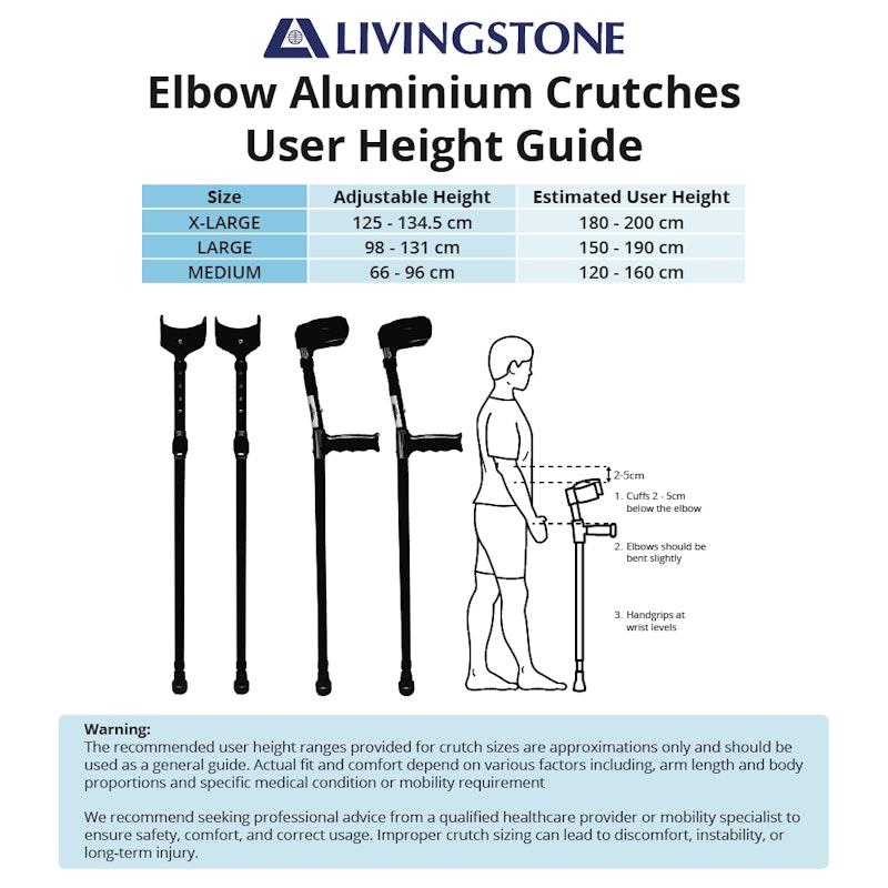 Buy Livingstone Elbow Crutches Aluminium Adjustable 66-96cm 1Pair Online at Chemist Warehouse®