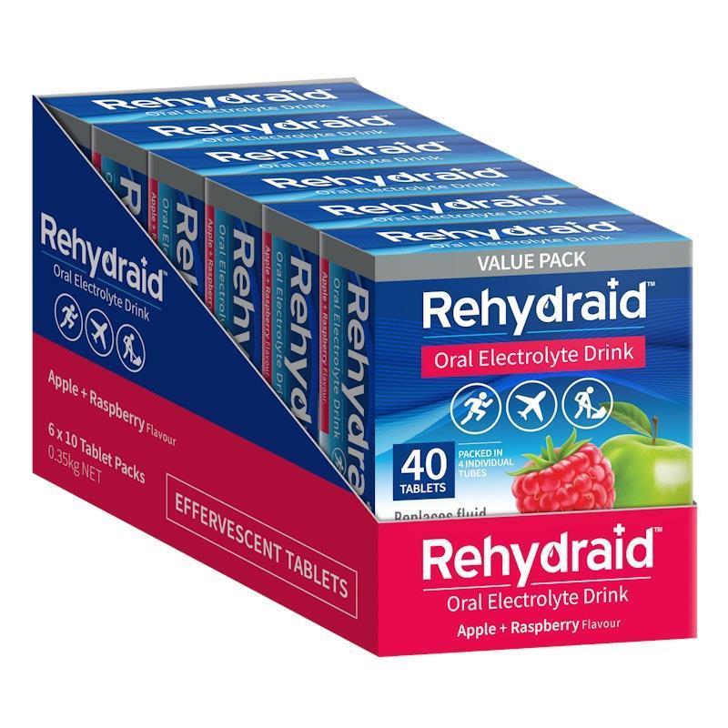Buy Rehydraid Electrolyte Effervescent Tablets Apple Raspberry 6x40 ...