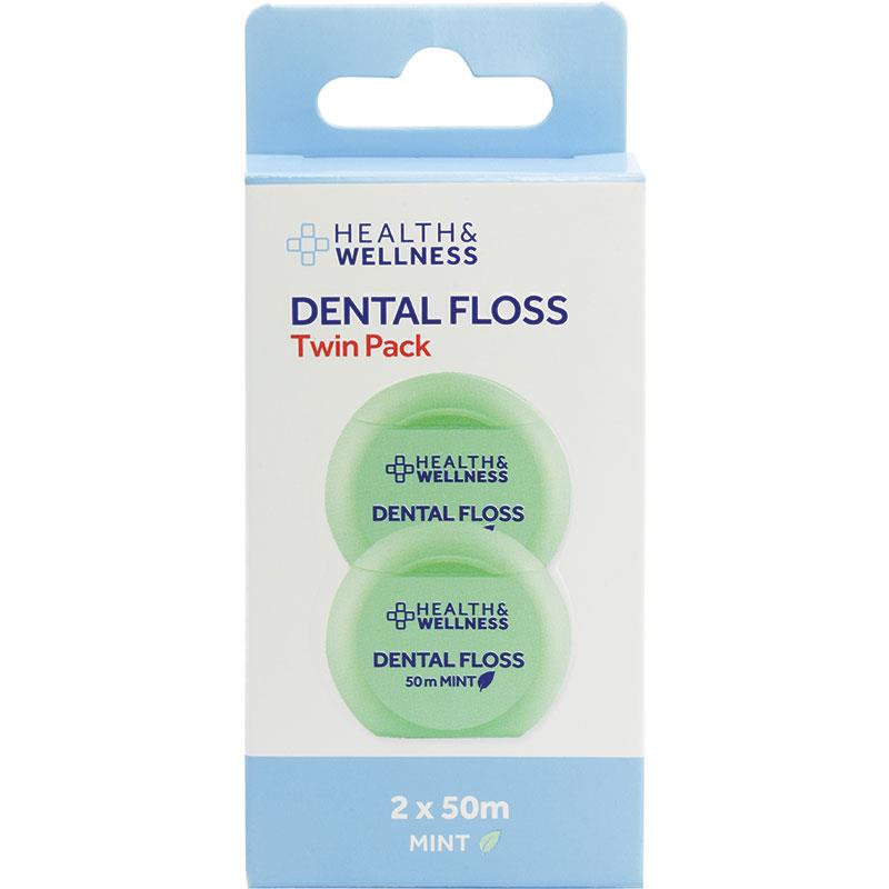 Buy Health & Wellness Dental Floss 2x50m Twin Pack Mint online at ...
