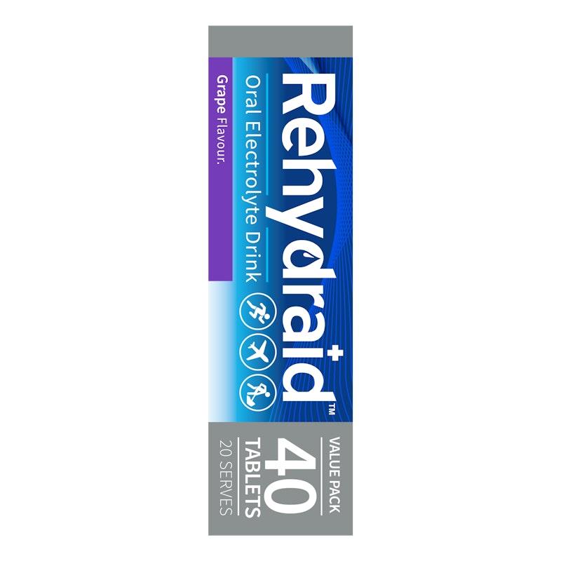 Buy Rehydraid Electrolyte Effervescent Tablets Grape 6x40 Packs Online ...