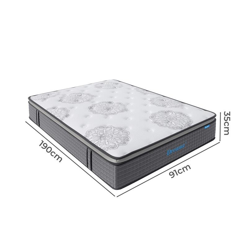 Buy DreamZ Spring Mattress Bed Pocket Egg Crate Foam Medium Firm 35CM ...
