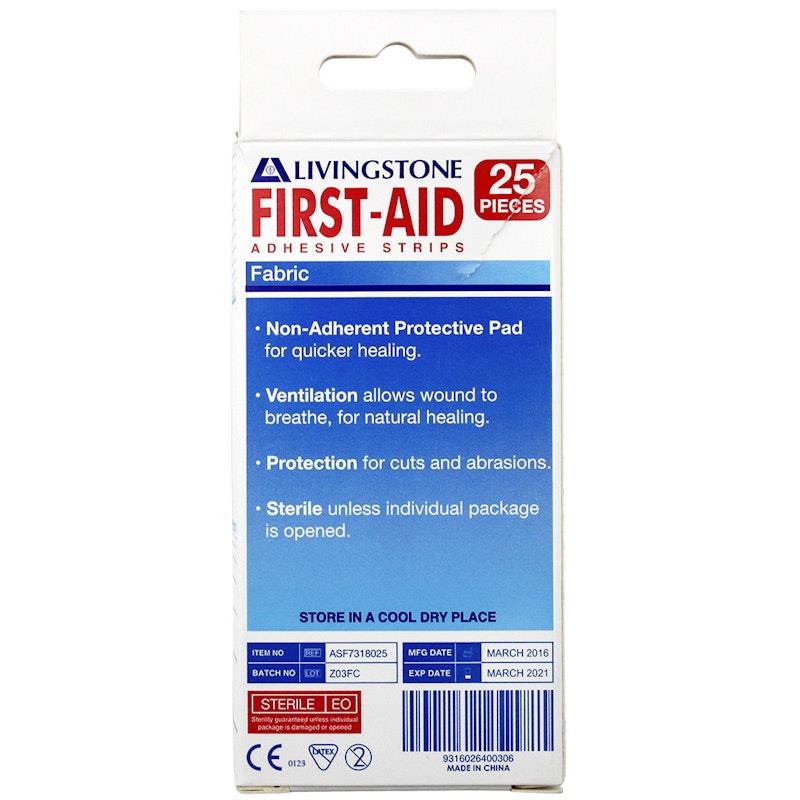 Buy Livingstone Adhesive Fabric First Aid Strips with Pad Sterile 73 x ...