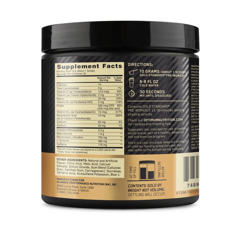 Buy Optimum Nutrition Gold Standard Pre-Workout Blueberry Lemonade 300g ...
