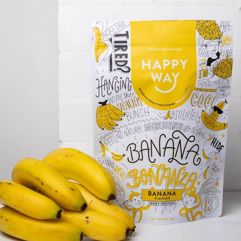 Buy Happy Way Banana Bonanza Whey Protein Powder 1kg Online at Chemist ...