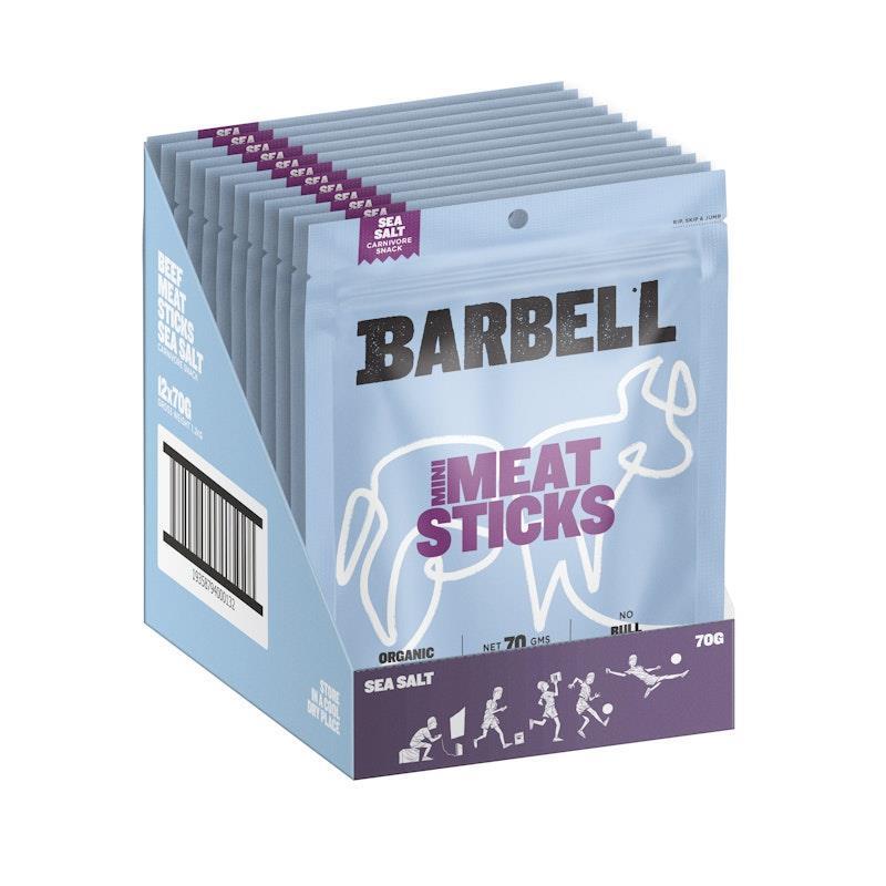 Buy Barbell Foods Beef Meat Sticks Sea Salt 70g 12 Pack online at ...