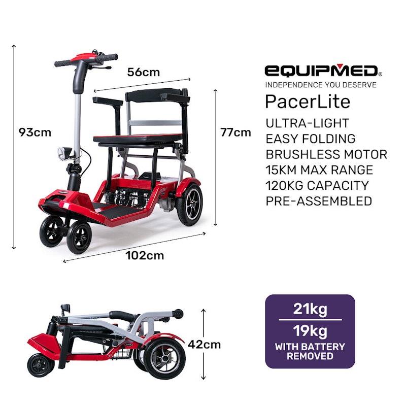 Buy Equipmed Ultra-Lightweight Folding Electric Mobility Scooter Red ...