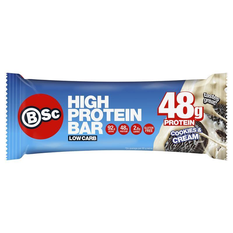 Buy BSc High Protein Bar Cookies & Cream 92g online at Chemist Warehouse