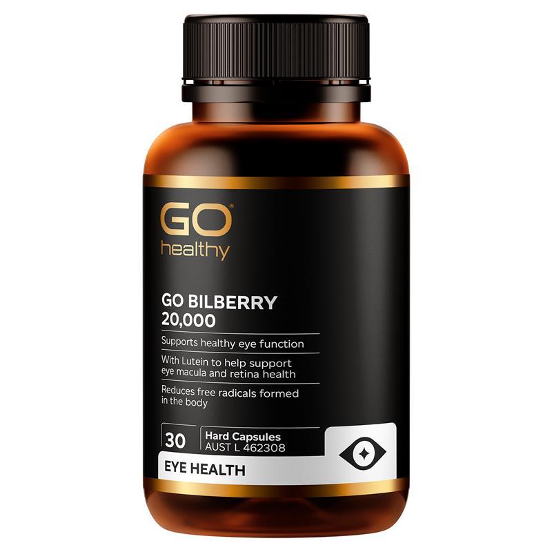 Buy Go Healthy Bilberry 20000mg 30 Vege Capsules online at Chemist ...