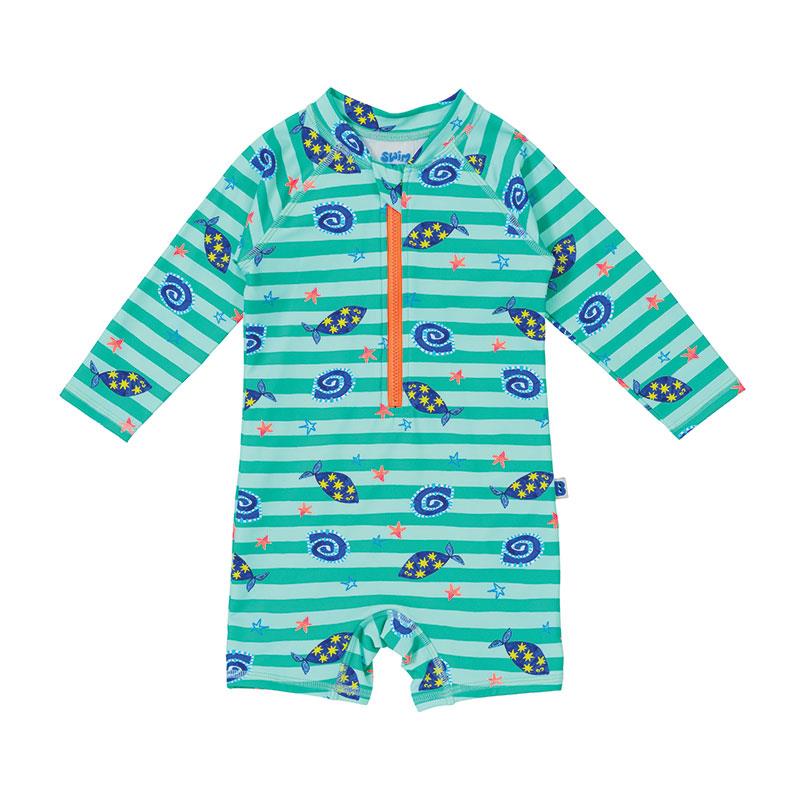 Buy Bambi Mini Co. SWIM - Baby Swimsuit onesie - Green Stripe Fish - 12 ...