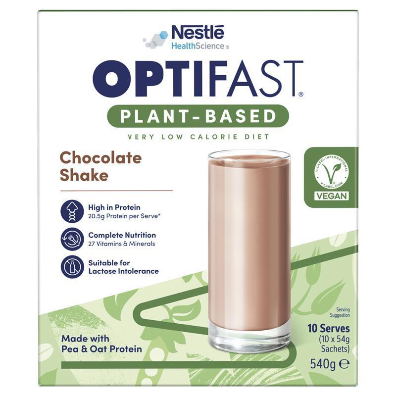 Buy Optifast VLCD Plant Based Shake Chocolate 10 x 54g online at Chemist Warehouse