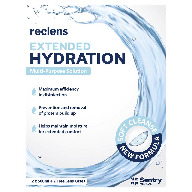 Buy Reclens Extended Hydration Multipurpose Solution 2 x 500ml online ...