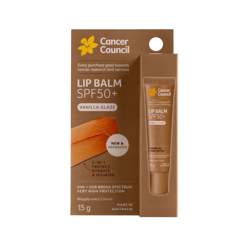 Buy Cancer Council Lip Balm SPF50+ Vanilla Glaze 15g online at Chemist ...