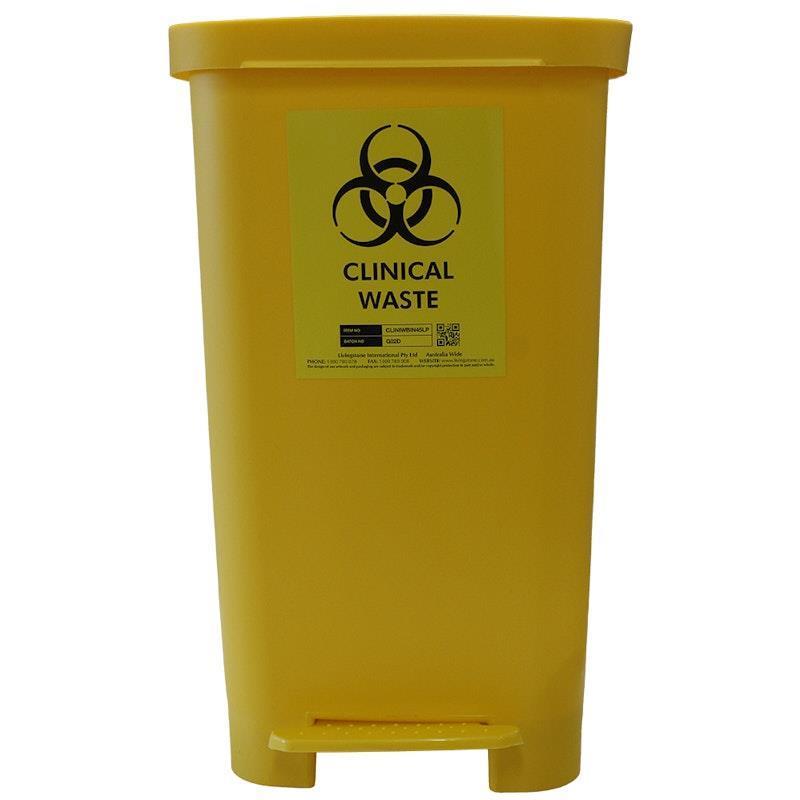 Buy Livingstone Clinical Biohazard Waste Bin Foot Pedal Yellow 50L ...