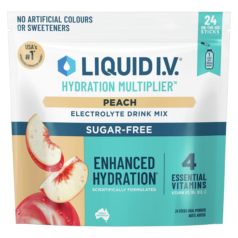 Buy Liquid IV Hydration Sugar Free Peach 24 Sachets online at Chemist ...