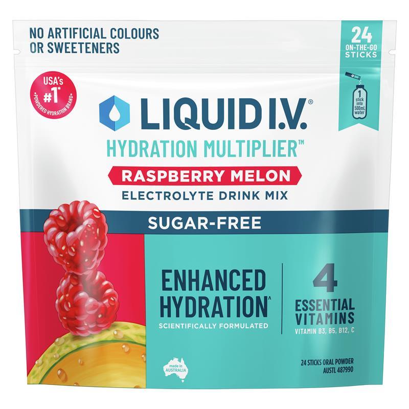 Buy Liquid IV Hydration Sugar Free Raspberry Melon 24 Sachets online at ...