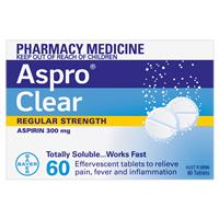 Buy Aspro Clear Pain Relief 60 Soluble Tablets Online at Chemist Warehouse®