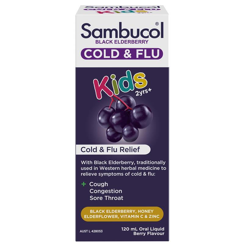 Buy Sambucol Black Elderberry Cold & Flu Kids Liquid 120mL online at ...