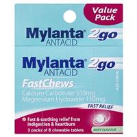 Buy Mylanta 2Go Antacid FastChews Tablets Mint 3 x 8 Pack Online at ...