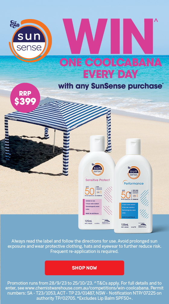 Ego Sunsense / Chemist Warehouse - Win a Cool Cabana daily